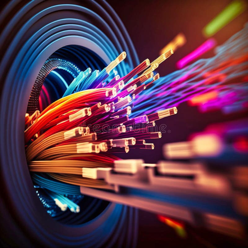 Optical Fiber Speed Concept Illustration, Generative AI Stock ...