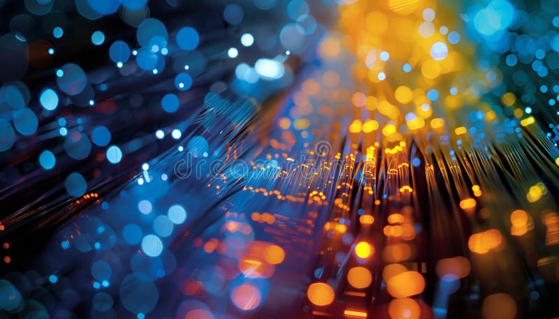 Optical Fiber Strands, Binary Code and Circuit Board, Multiple Exposure ...