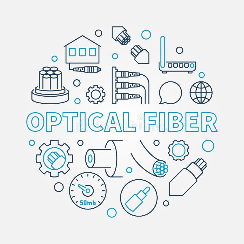 Optical Fiber Vector Round Creative Linear Illustration Stock Vector ...