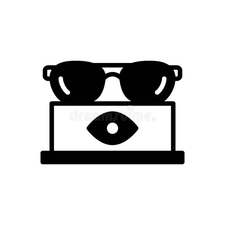 Black Solid Icon for Optical, Lens and Eyeglasses Stock Illustration ...
