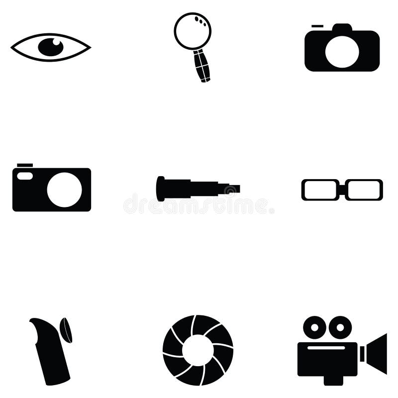 Optical icon set stock vector. Illustration of symbol - 107350760