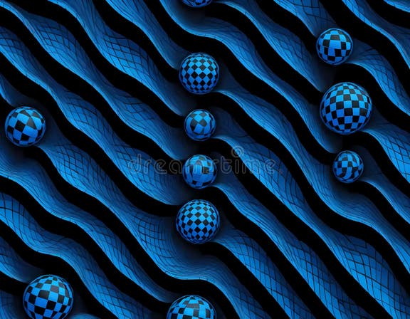 Optical Illusion Art, with a Hypnotic Grid of Spherical Forms, Bulging ...