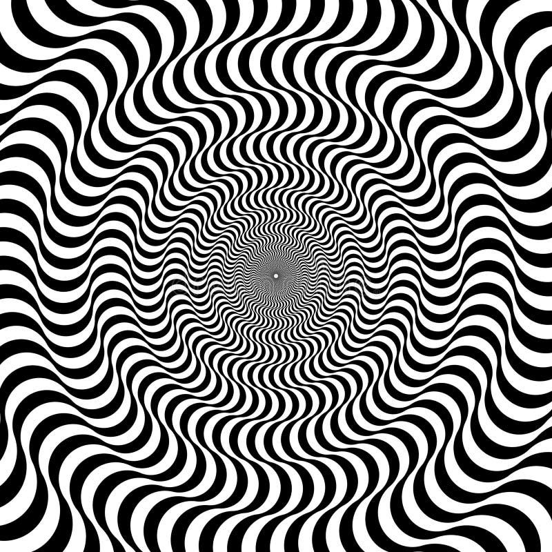 Optical Illusion Background. Black and White Abstract Distorted Wavy ...