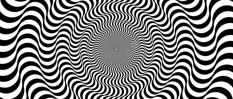 Optical Illusion Background. Black and White Abstract Distorted Wavy ...