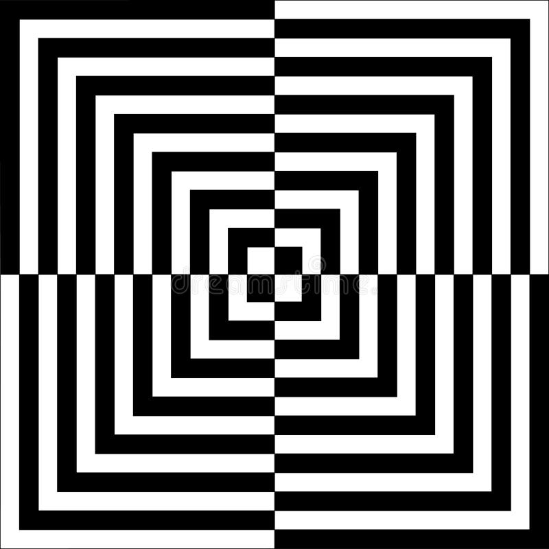 Optical Illusion with Black and White Squares. Quadrangle Shapes ...