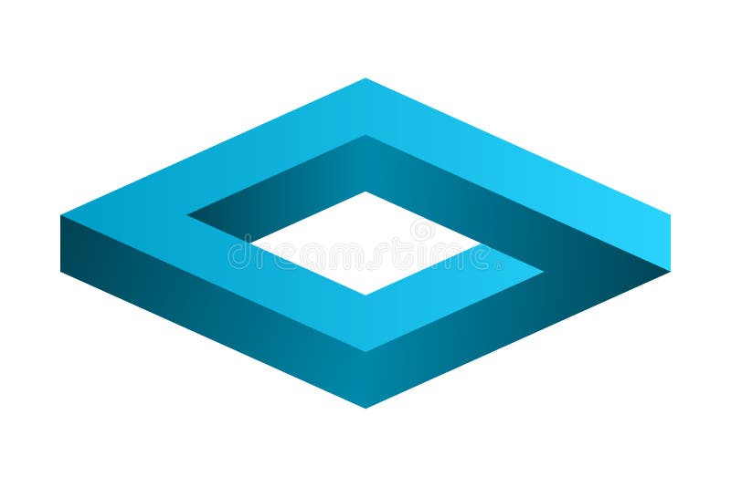 Blue Impossible Rectangle Penrose Shape. Esher Geometric Object. Stock ...