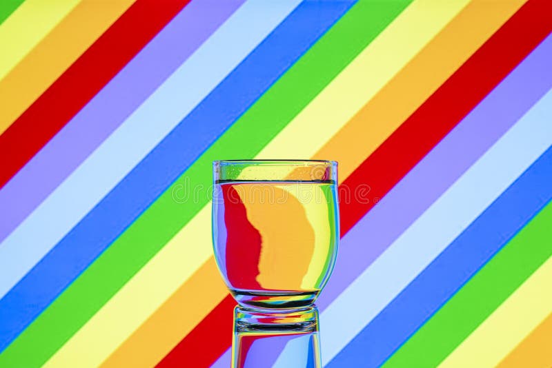 Optical Illusion Created by Refracting Light with a Glass Filled with ...