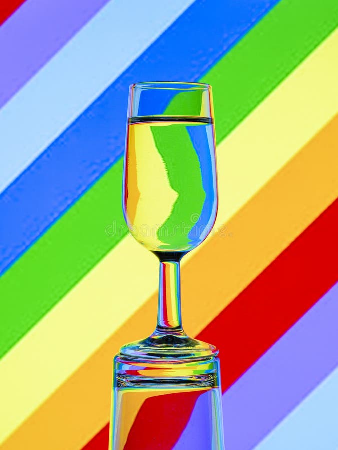 Optical Illusion Created by the Refraction of Light with a Glass of ...