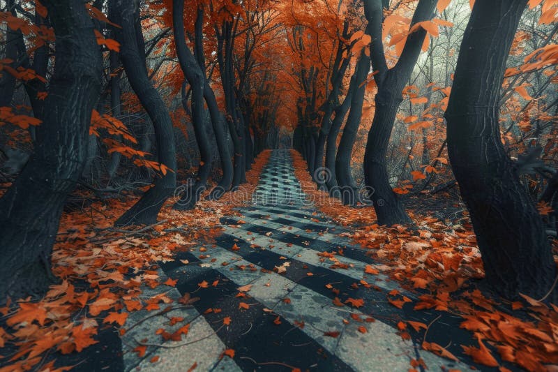 Optical Illusion with Creepy Halloween Path Stock Illustration ...
