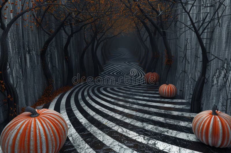 Optical Illusion with Creepy Halloween Path Stock Illustration ...