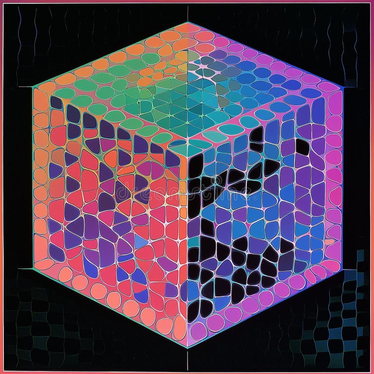 Optical Illusion of 3D Cube Field with Geometric Gradient Shading Stock ...