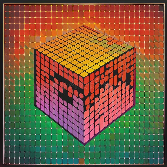 Optical Illusion of 3D Cube Field with Geometric Gradient Shading Stock ...