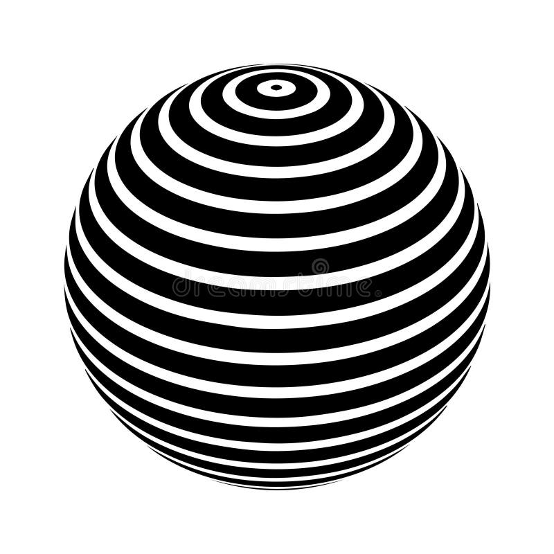 Optical Illusion on 3d Sphere. Sphere of Stripes. Illusion Effect ...