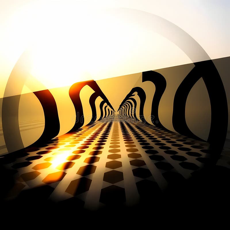 Optical Illusion of Depth and Distance, a Tunnel with Repeating ...