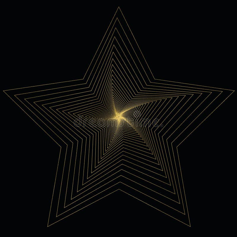 Optical Illusion Effect, Golden Star on Black Background. Stock ...