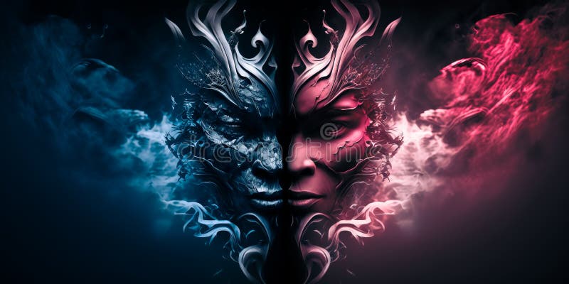 Optical Illusion of Face To Face Creatures Stock Illustration ...