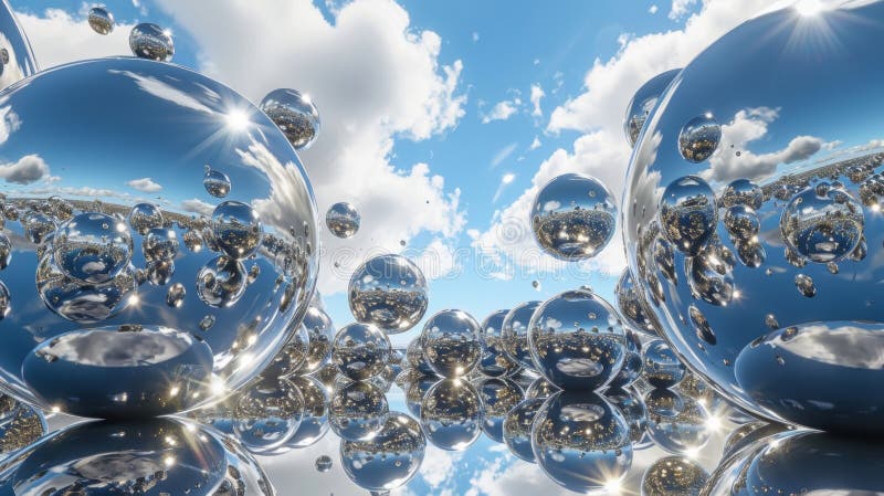 An Optical Illusion of Floating Spheres Their Reflective Surfaces ...