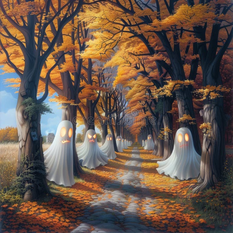 Optical Illusion of Halloween Ghosts Stock Illustration - Illustration ...