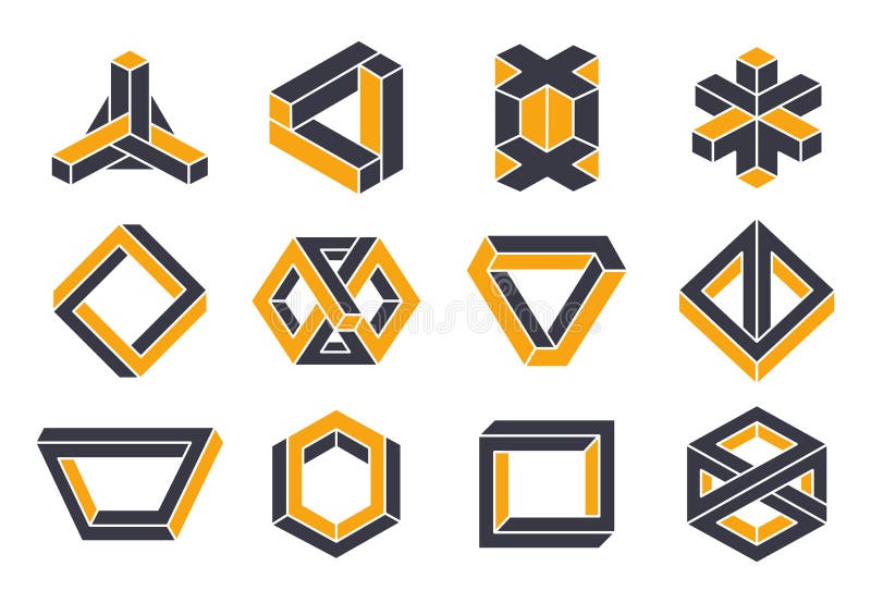 Optical Illusion, Impossible Geometric Shapes. Unreal Line Figures ...