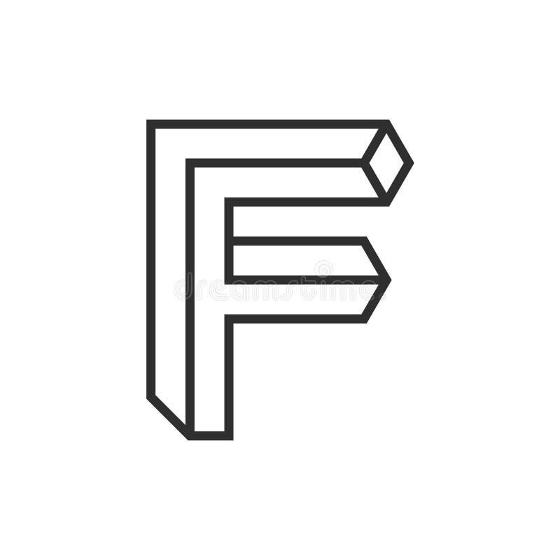 Optical Illusion Letters F Geometry Logo Stock Vector - Illustration of ...
