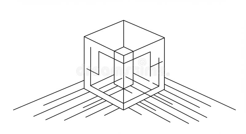 An Optical Illusion Line Drawing of a Cube with an Impossible Geometry ...