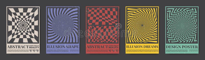 Optical Illusion. Line Type Geometric Posters. Creative Form with ...