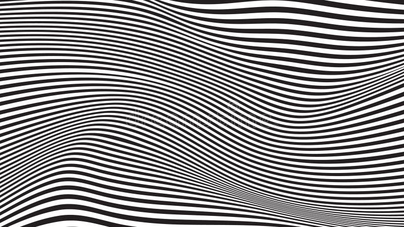 Optical Illusion Lines Background. Abstract 3d Black and White Wave ...