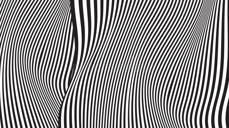 Optical Illusion Lines Background. Abstract 3d Black and White Wave ...