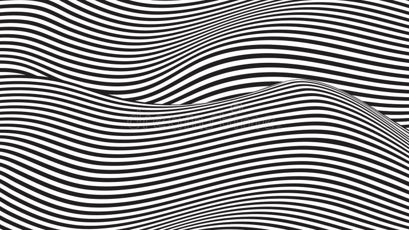 Optical Illusion Lines Background. Abstract 3d Black and White Wave ...