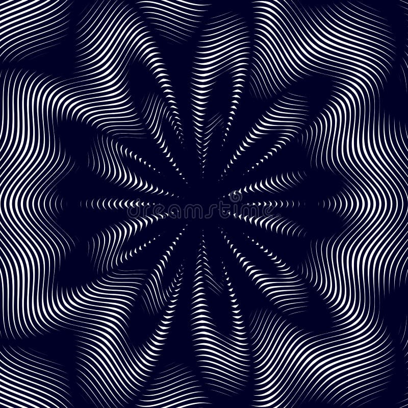 Optical Illusion, Moire Vector Background, Abstract Lined Monochrome ...