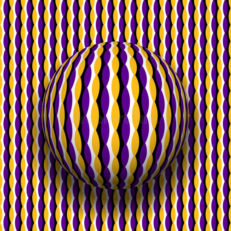 Optical Illusion of Moving Sphere with Colored Striped Pattern on Same ...