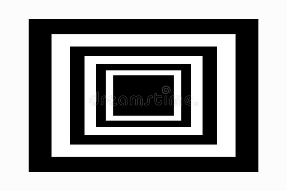 Optical Illusion of Nested Black and White Squares Creating Depth on a ...