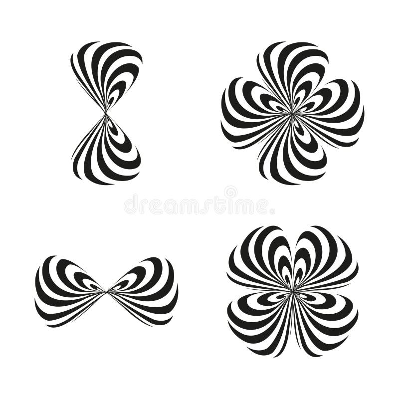 Optical Illusion Shapes. Black and White Contrast. Abstract Curved ...