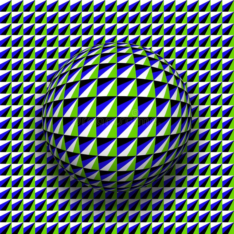 Optical Illusion of Sliding Sphere with Colored Checkered Pattern on ...