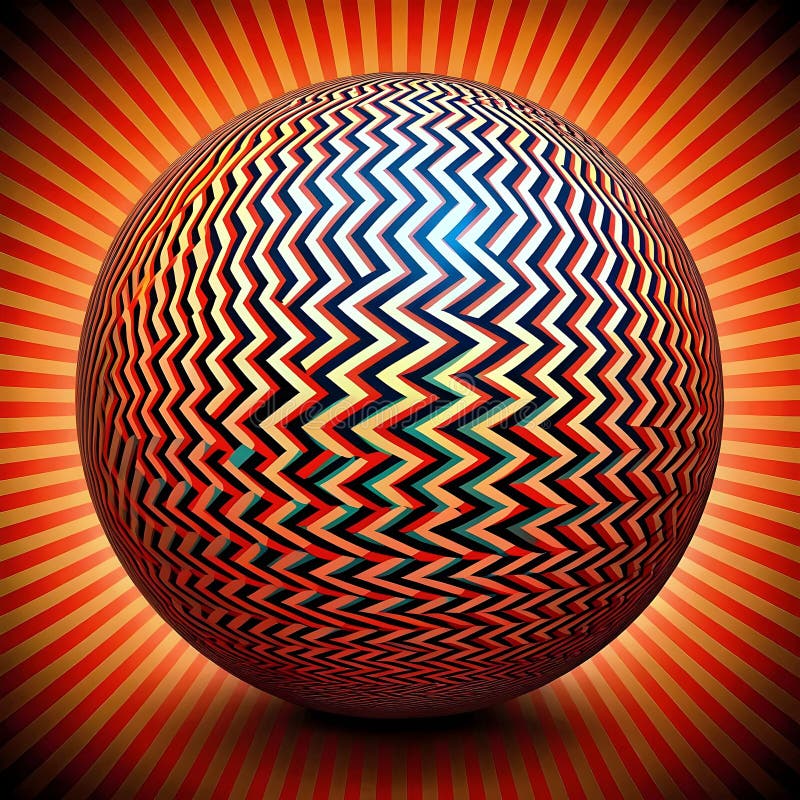 Optical Illusion Sphere with Zigzag Pattern Stock Illustration - Illustration of bold, black ...