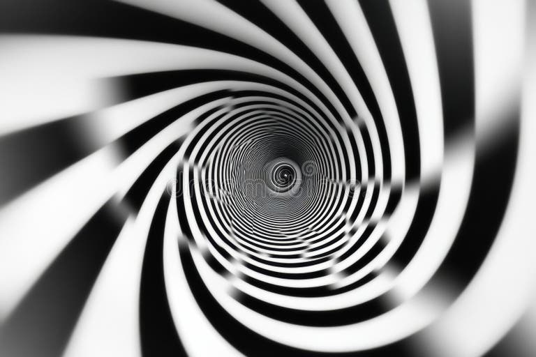 Optical Illusion Spiral with Hypnotic Black and White Lines Creates a ...