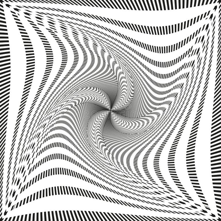 Optical Illusion Swirl. Twisted Stripe Shape. Distortion Tunnel Effect ...
