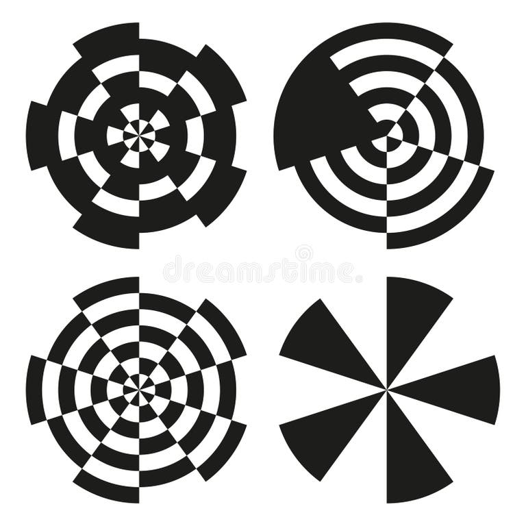 Optical Illusion Symbol. Black White Rotation. Abstract Vector Elements ...