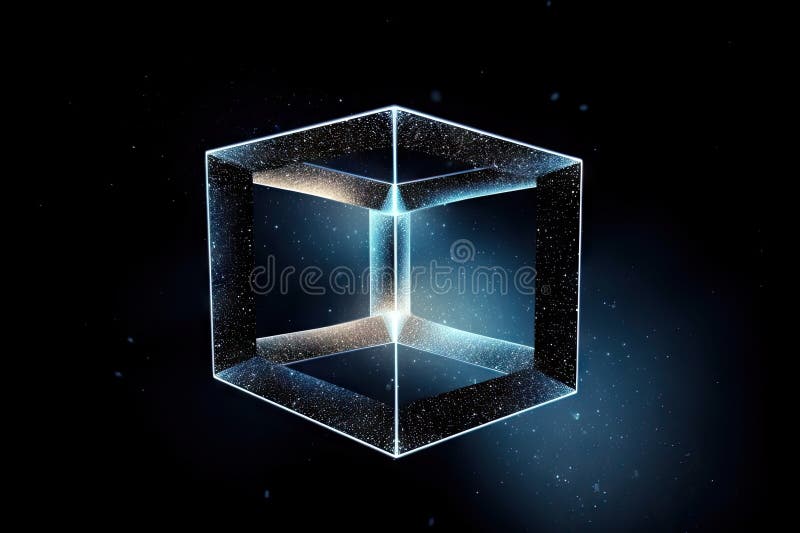Optical Illusion of Three-dimensional Cube Spinning in Space Stock ...