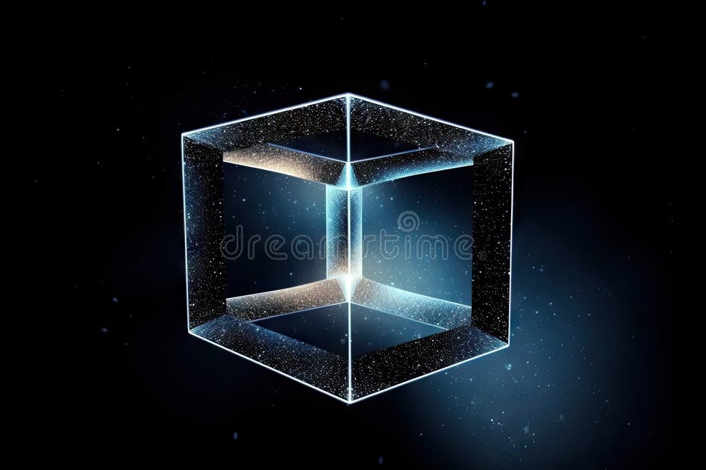 Optical Illusion of Three-dimensional Cube Spinning in Space Stock ...