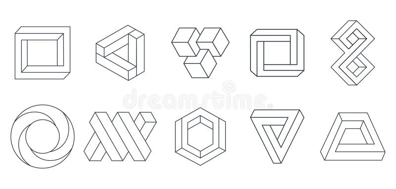 Optical Illusion, Unreal Geometric Elements. Impossible Abstract Linear ...