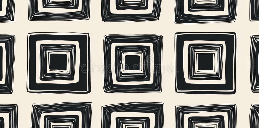 An Optical Illusion Using Concentric Squares, Black and White ...