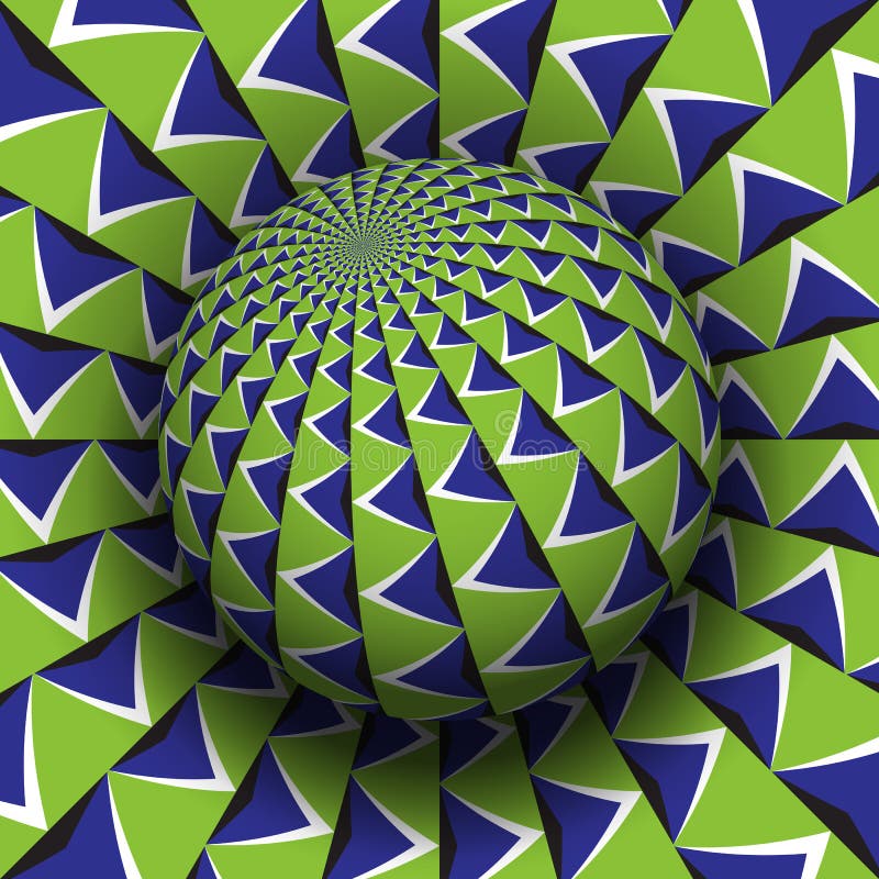 Optical Illusion Vector Illustration. Blue Green Patterned Sphere ...