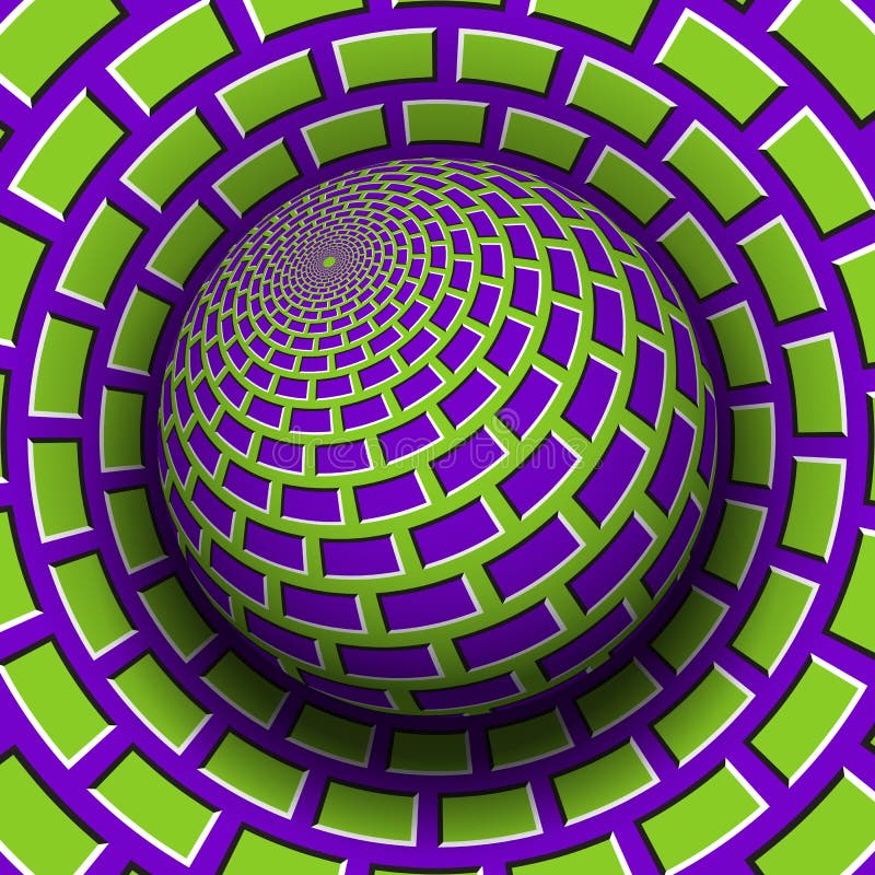 Optical Illusion Vector Illustration. Purple Green Brickwork Patterned ...