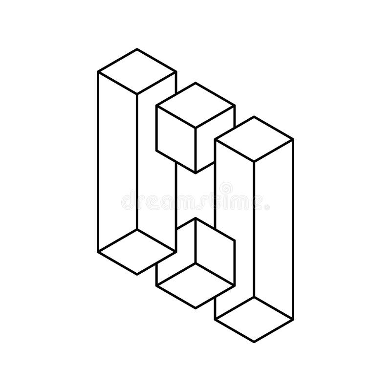 Impossible Geometric Shape Line Icon. Cubes and Rectangles in 3D ...