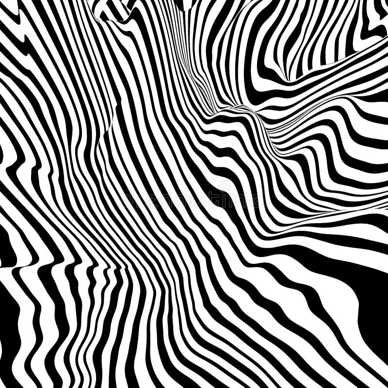 Optical Illusion Wave. Abstract 3d Black and White Illusions. Stripes ...