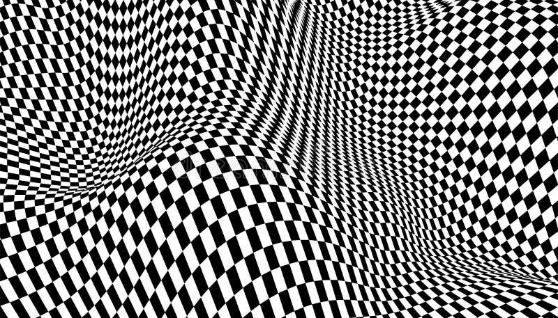 Optical Illusion Wave. Chess Waves Board. Abstract 3d Black and White ...