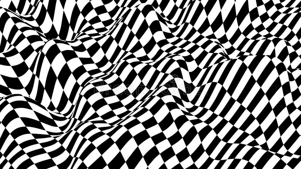 Optical Illusion Wave. Chess Waves Board. Abstract 3d Black and White ...