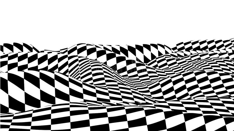 Optical Illusion Wave. Chess Waves Board. Abstract 3d Black and White ...