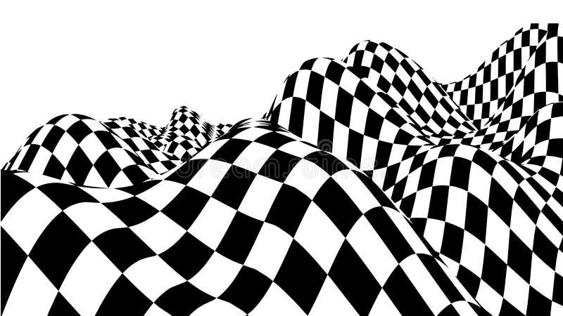 Optical Illusion Wave. Chess Waves Board. Abstract 3d Black and White ...